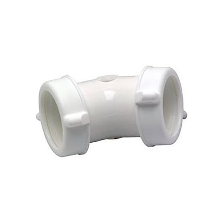 LASCO 03-4267 White Plastic Tubular 1-1/2-Inch Slip Joint 45-Degree Elbow with Nuts and Washers ...