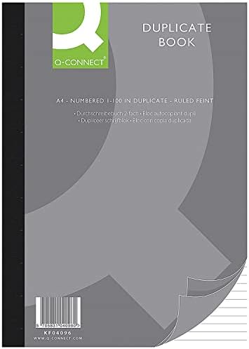 Q-Connect A4 Ruled Feint Duplicate Book, 210 x 297 mm : Amazon.co.uk ...