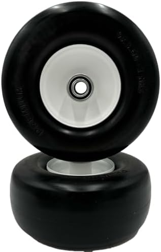 Amazon.com: Hoosier Wheel Set of 2-9x3.50-4 Flat Free Smooth Lawn Mower Wheel, 4.0"" Centered ...