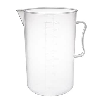 Amazon | uxcell 計量カップ ビーカー ラボ用 透明 ホワイト PP プラスチック ハンドル付ビーカー 目盛り付 2000ml ...