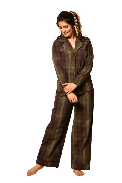 Buy Pink Bloom Cotton Blend Check Night Suit for Women | Night Suit Set ...