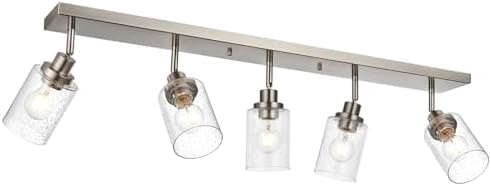 WINSHEN 5-Lights Track Lighting Kit, Brushed Nickel Modern Ceiling ...