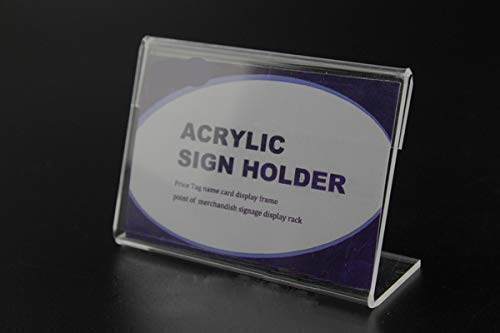 SIGNOOGLE Acrylic Stand for Table Small Mini L Label Holder Stand Label ...