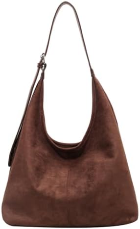 Leather Hobo Bags for Women Brown Purses Suede Purse Slouchy Tote Bag ...