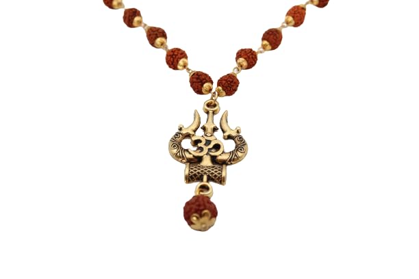 Dharmsaar Original Mahakal Locket with Rudraksha Mala, Golden Om ...