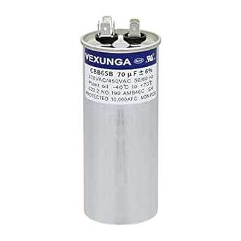 VEXUNGA Capacitor 70uF 70 MFD 370VAC 440VAC 450VAC 50/60Hz Round AC ...