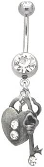 Amazon.com: Navel ring with Heart Lock and key : Clothing, Shoes & Jewelry