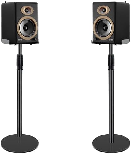 BQKOZFIN Adjustable Height Speaker Stands with Cable Management, Extend ...