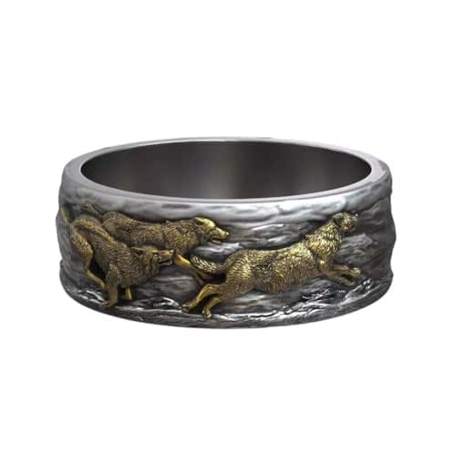 Amazon.com: MysticJewel Running Wolves Pack Wedding Band Animal Jewelry ...
