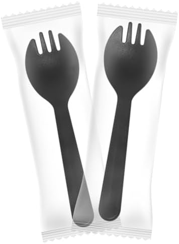 Amazon.com: Mini Plastic Sporks Disposable Individually Wrapped, Black ...