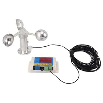 Tower Crane Anemometer, 3 Fan Wind Speed Alarm with LED Display, Wind ...
