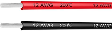 Electrical Wire 12 AWG 12 Gauge Silicone Wire Hook Up Wire Cables 20 Feet [10 ft Black and 10 ft ...