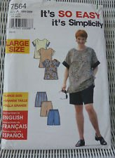 Simplicity Pattern #7564 SIZE: A (18W-28W) ***WOMEN'S TOP & SHORTS ...