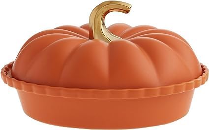 Amazon.com: Ceramic Pumpkin Shaped Deep Pie Dish with Lid: Home & Kitchen