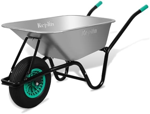 Neo® Wheelbarrow Home Garden Cart Galvanised with Pneumatic Tyre (65L ...