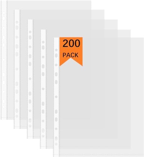 200 Pcs Punched Pockets A4 Clear 60 Micron Strong Plastic Wallet ...