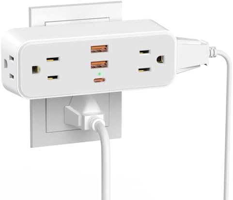 Amazon.com: BEVA Multi Plug Wall Outlet - 4 Outlet Splitter with 3 USB ...