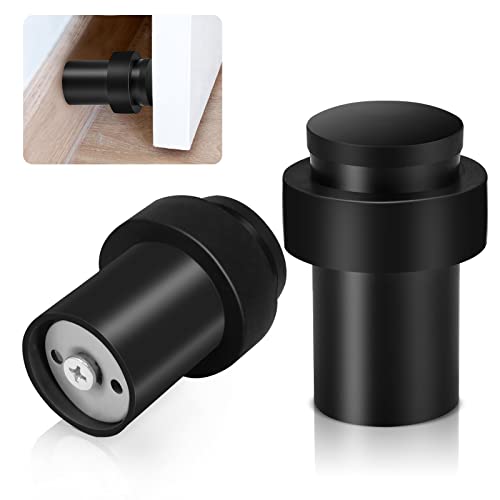 TOKPLNU Door Stops, 50mm Black Door Stop Floor Mounted Stainless Steel ...
