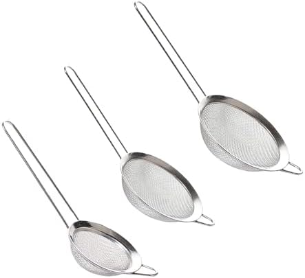 Wellehomi Fine Wire Mesh Kitchen Sieve Set 7,12,18cm with Rim ...
