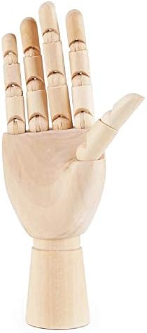 Wooden Hand Left 20cm Model Wood Hands Posable Moveable Fingers Jointed ...