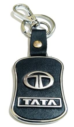 VKSUN Imported Leather Tata Key Chain Key ring with Chrome Car Logo ...