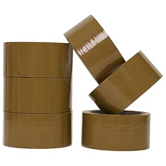 TAPESIE Pack of 6 Roll Packing Tape Strong Heavy Duty Brown/Clear ...