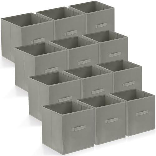 Amazon.com: Seajan 12 Pcs Foldable 13 Inch Cube Storage Bins Large ...