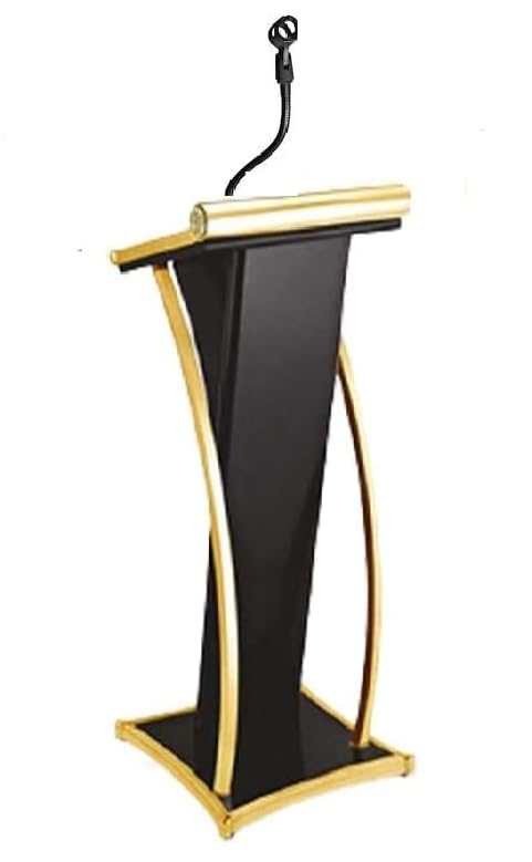 CCNOS Premium Golden Stainless steel Wooden Podium with Mic holder ...