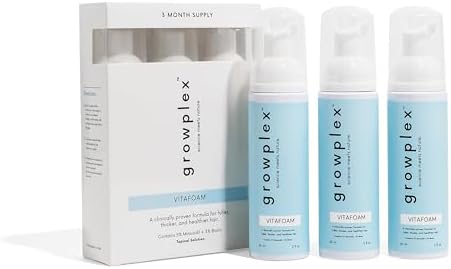 Amazon.com : GROWPLEX Vitafoam 5% Minoxidil Foam for Men & Women – 3 ...