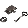 Small Antique Brass Flush Mount Cabinet Door Lock with Key - 1" Wide x ...