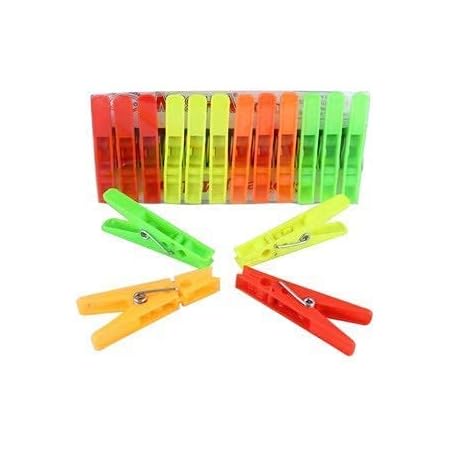 Multipurpose Plastic Cloth Hanging Pegs/Cloth Clips -12pc (Multicolor ...