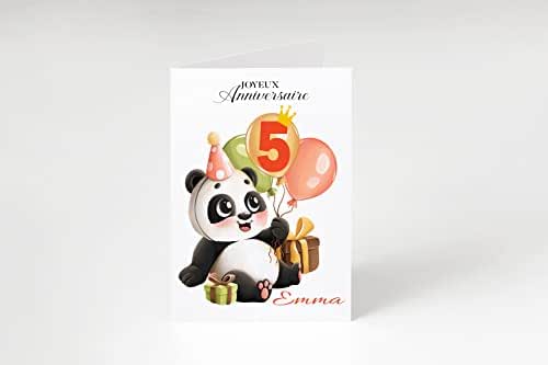 Carte anniversaire panda avec ballons à personnaliser prénom et âge ...