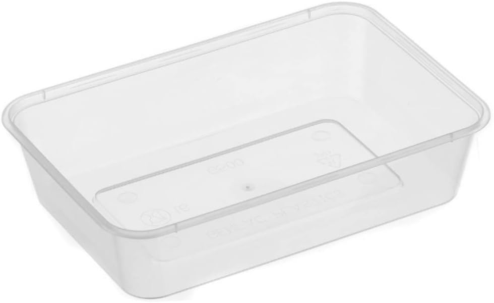 Genfac Plastic Rectangle Disposable Container 50 Pieces, 500 ml ...