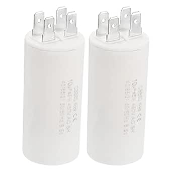 PATIKIL CBB60 10uF Running Capacitor,2Pcs AC 450V 4 pins 50/60Hz Cylinder 1.25 x 2.73inch for ...