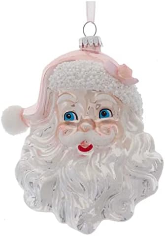 Amazon.com: Glass Santa Face With Silver Glitter Ornament for Christmas ...