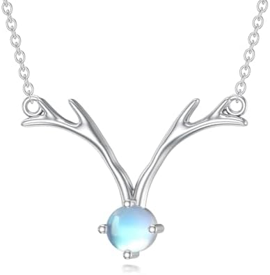 Amazon.com: OUTANG Deer Antler Necklace for Women 925 Sterling Silver ...