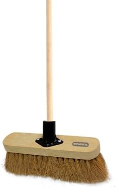 10” Soft Broom Indoor with Wooden Handle Natural Coco Bristles Sweeping ...
