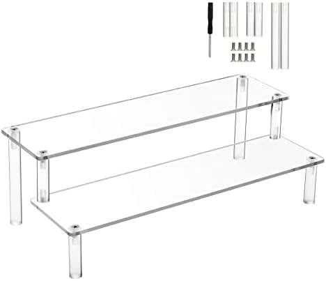 Worown Acrylic Riser Shelf, 5-Tier Clear Display Stand, Clear Display ...