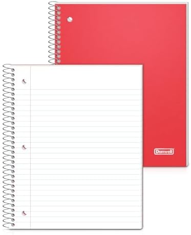 Amazon.com : Dunwell Wide Ruled Spiral Notebook, Red Poly Cover, 100 ...