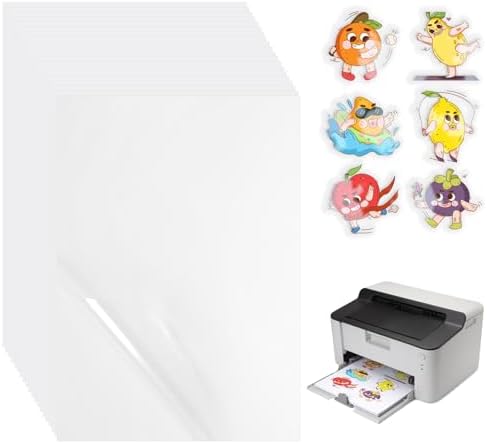 20 Feuilles A4 Papier Autocollant Imprimante Transparentes, A4 Papier ...