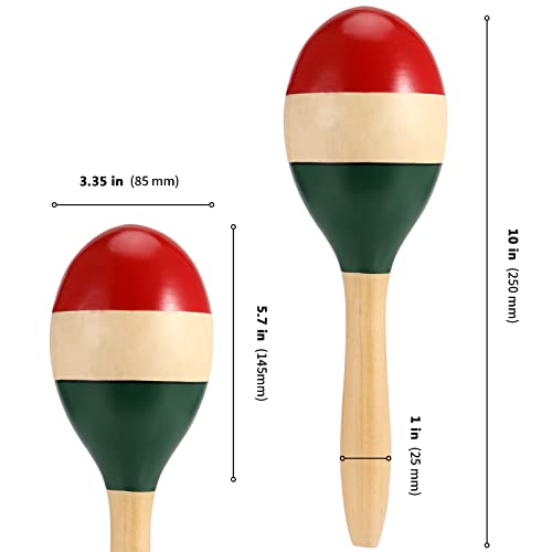 ZEONHEI 2 Pair of 10 Inch Large Wooden Maracas, Hand Painted Wooden ...