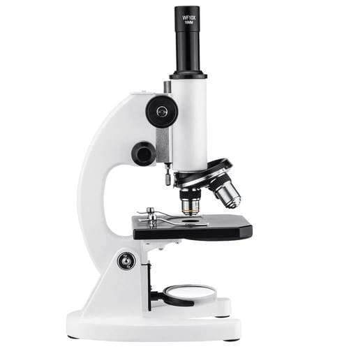 D&A Compound Student Microscope (White/Black), Metal Body, 10x/45x ...