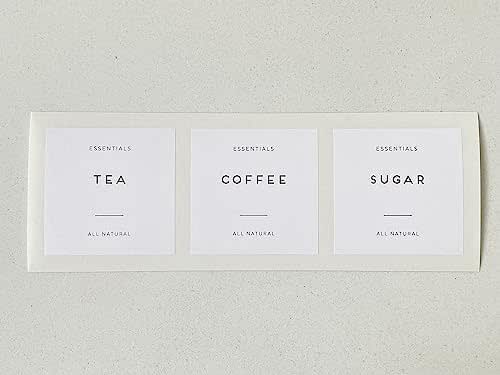 Set of 3 Tea, Coffee & Sugar Labels, White Square Labels for your Own ...