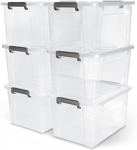Amazon.com - Citylife 6 Packs 44.4 QT Plastic Storage Bins with Lids ...