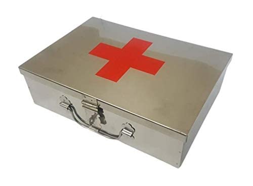 Stainless Steel Empty First Aid Box / SS Medicines Storage Peti (8" L x ...