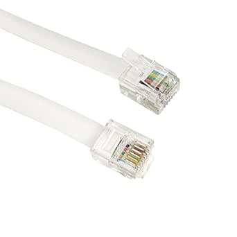 RJ12 to RJ12 Data Cable 6Ft 6P6C Flat Phone Cord Telephone Plug ...