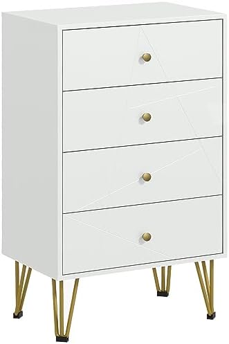 HOMCOM Bedroom Chest of Drawers, Tallboy 4-Drawer Dresser, Modern ...