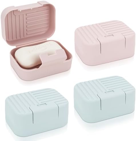 Amazon.com: RETON 4 Pcs Travel Soap Container, Portable Bar Soap Holder ...