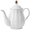 Amazon.com | BTaT- Porcelain Tea Pot with Stainless Steel Infuser, 32 ...