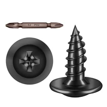 Mywish 350Pcs #8 × 1/2" Black Truss Head Wood Screws, Quick Metal Self Tapping, Zinc Plated ...